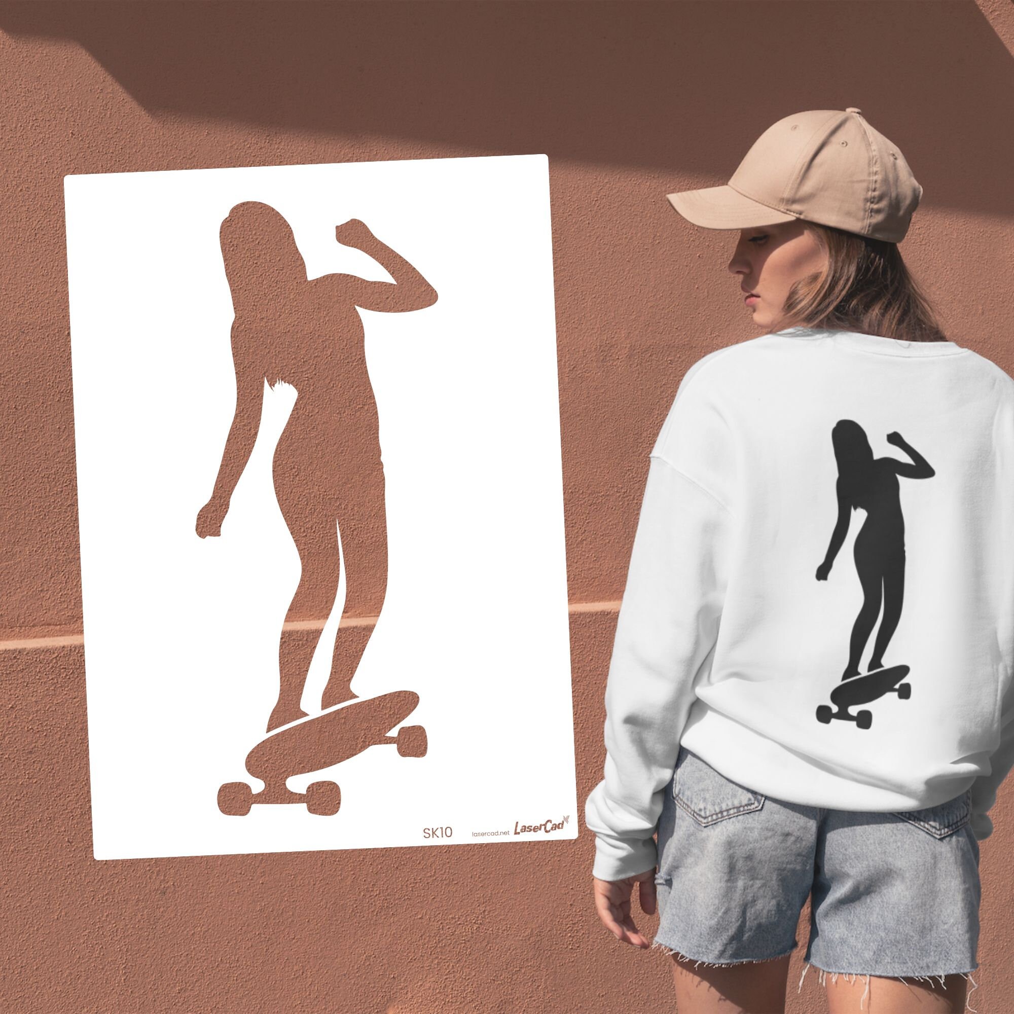 Girl Skateboarding Stencils