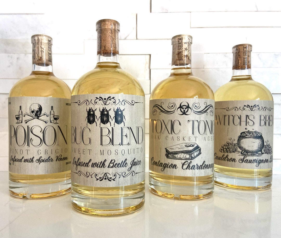 Halloween White Wine Labels Instant Digital Download Bundle, Cheers ...