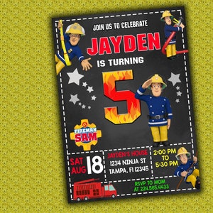 Fireman Sam Birthday Printable Invitation / Fireman Sam - Etsy