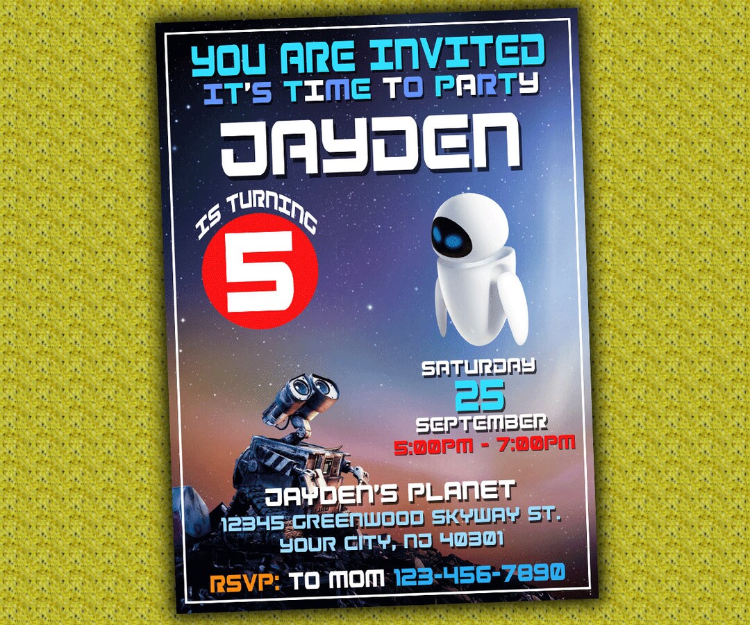Wall-e Birthday Printable Invitation / Wall-e Digital Invitation ...