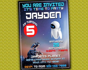 Wall E Birthday Invitation | Etsy