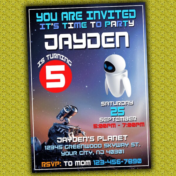 Wall E Invitation - Etsy