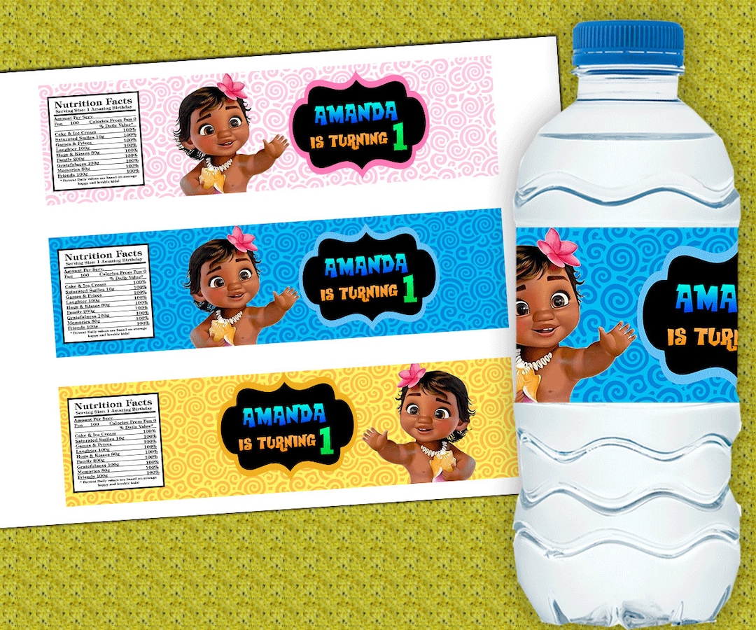 Moana Bottle Label Design / Moana Labels / Moana Water Label / Moana ...