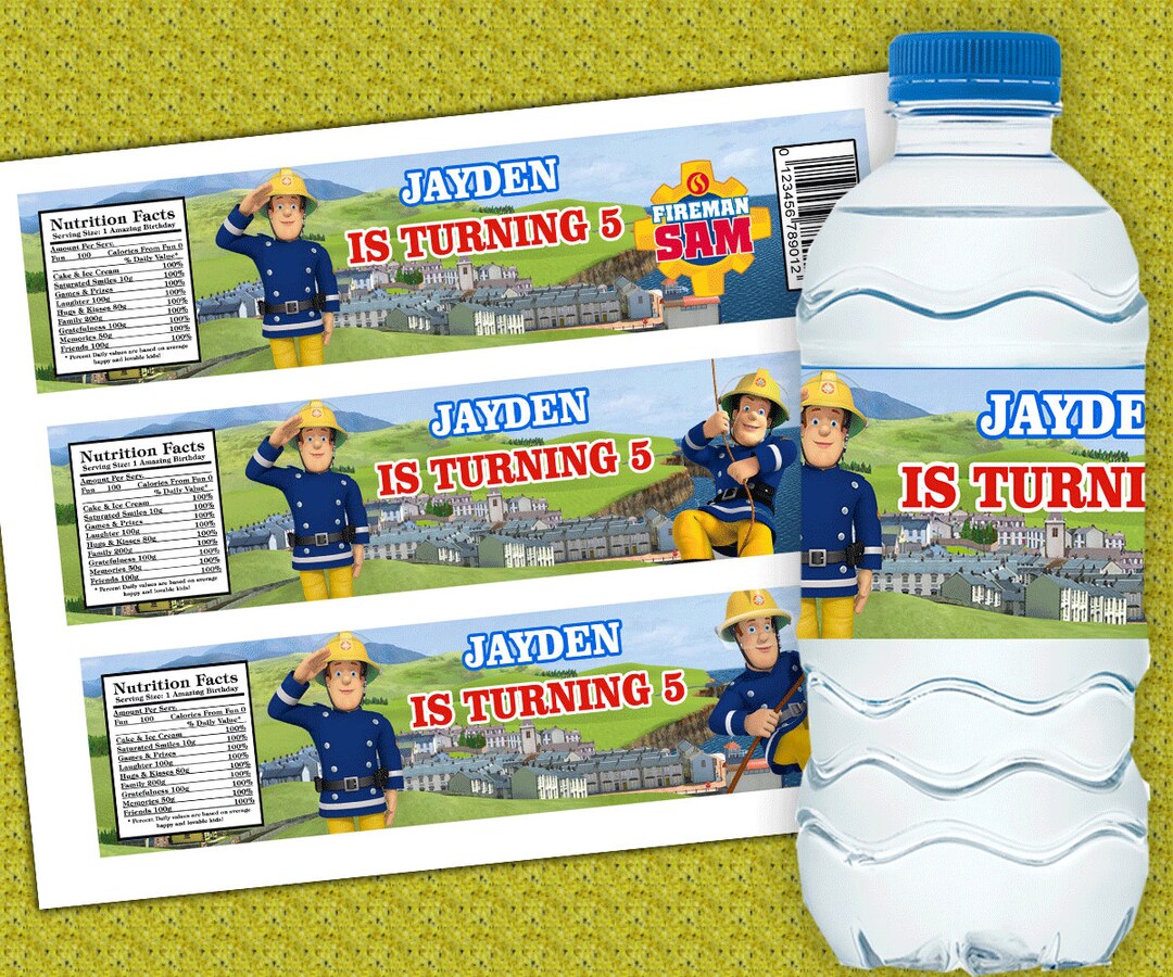 Fireman Sam Bottle Label Design / Fireman Sam Labels / Fireman - Etsy ...