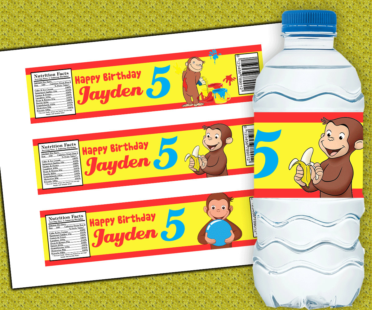 Curious George Water Bottle Labels