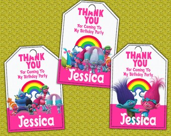Trolls Thank You Tags - Etsy