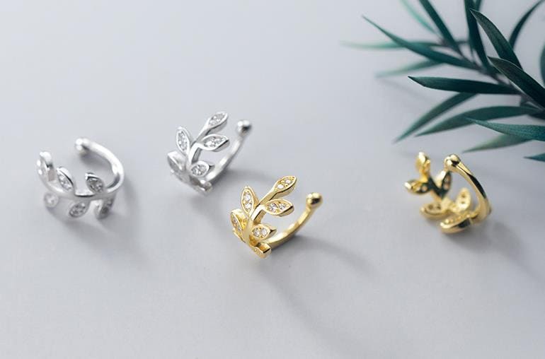 Leaf Ear Cuff Earrings, Ear Cuff No Piercing, Gold Ear Cuffs, Ear Cuff ...