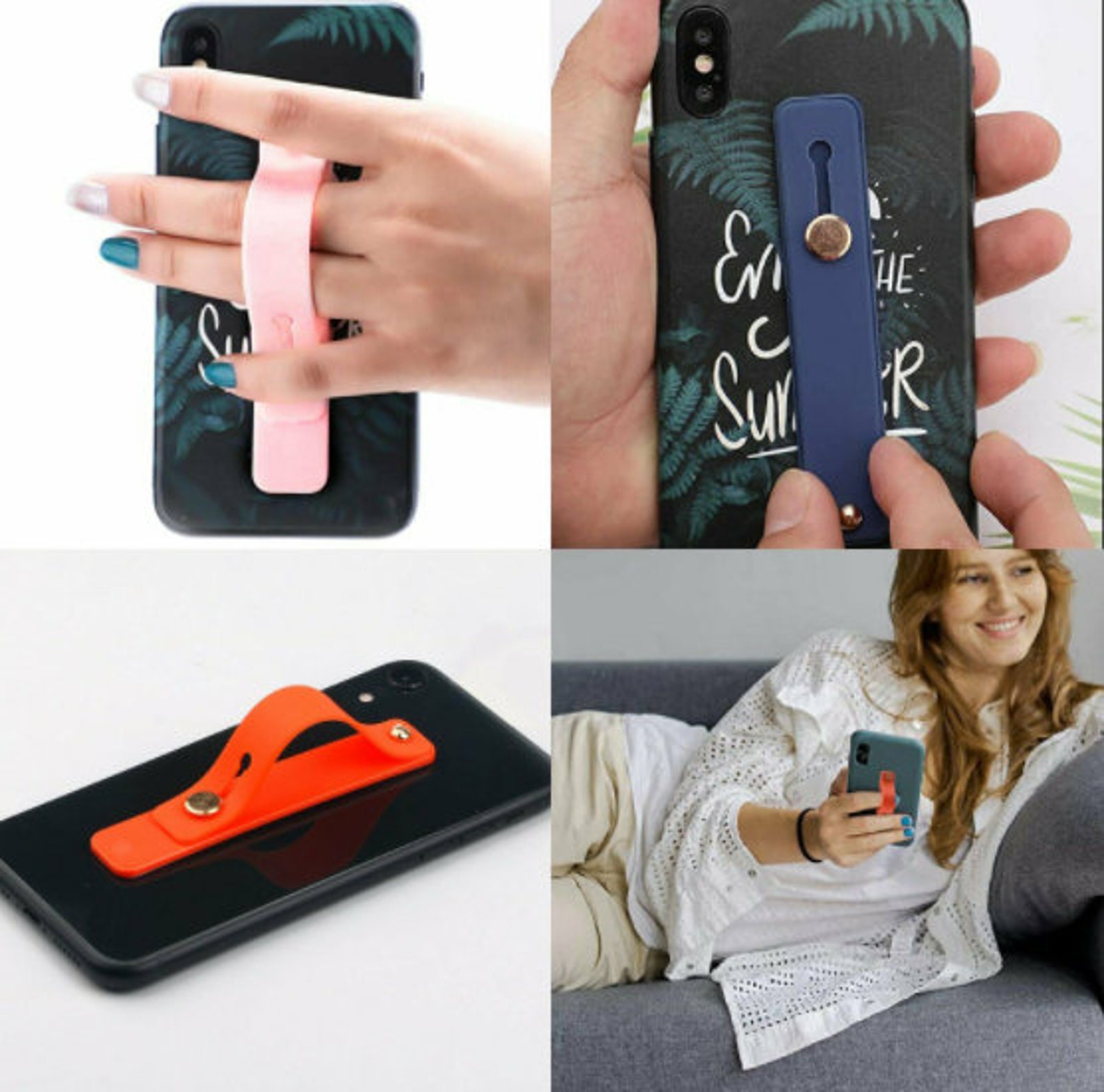 Self-adhesive Finger Grip Strap Phone Holder Kickstand for iPhone iPad ...