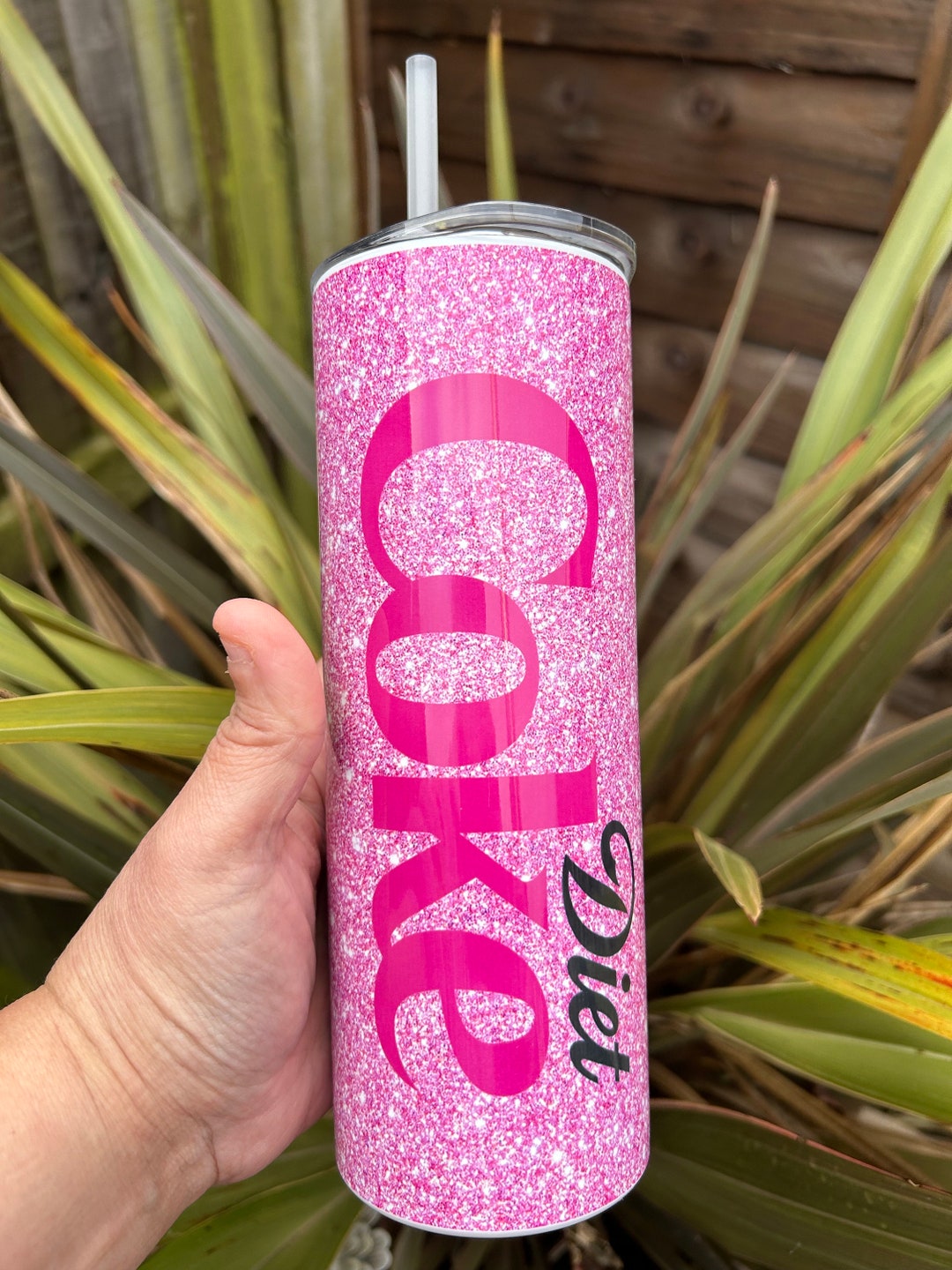 20oz Diet Coke Pink Sparkle Tumbler and Straw - Etsy UK
