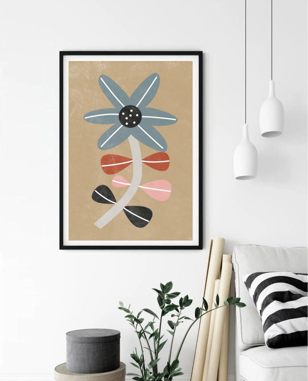 Modern Floral Painting / Abstract Single Flower / Wall Art Botany ...
