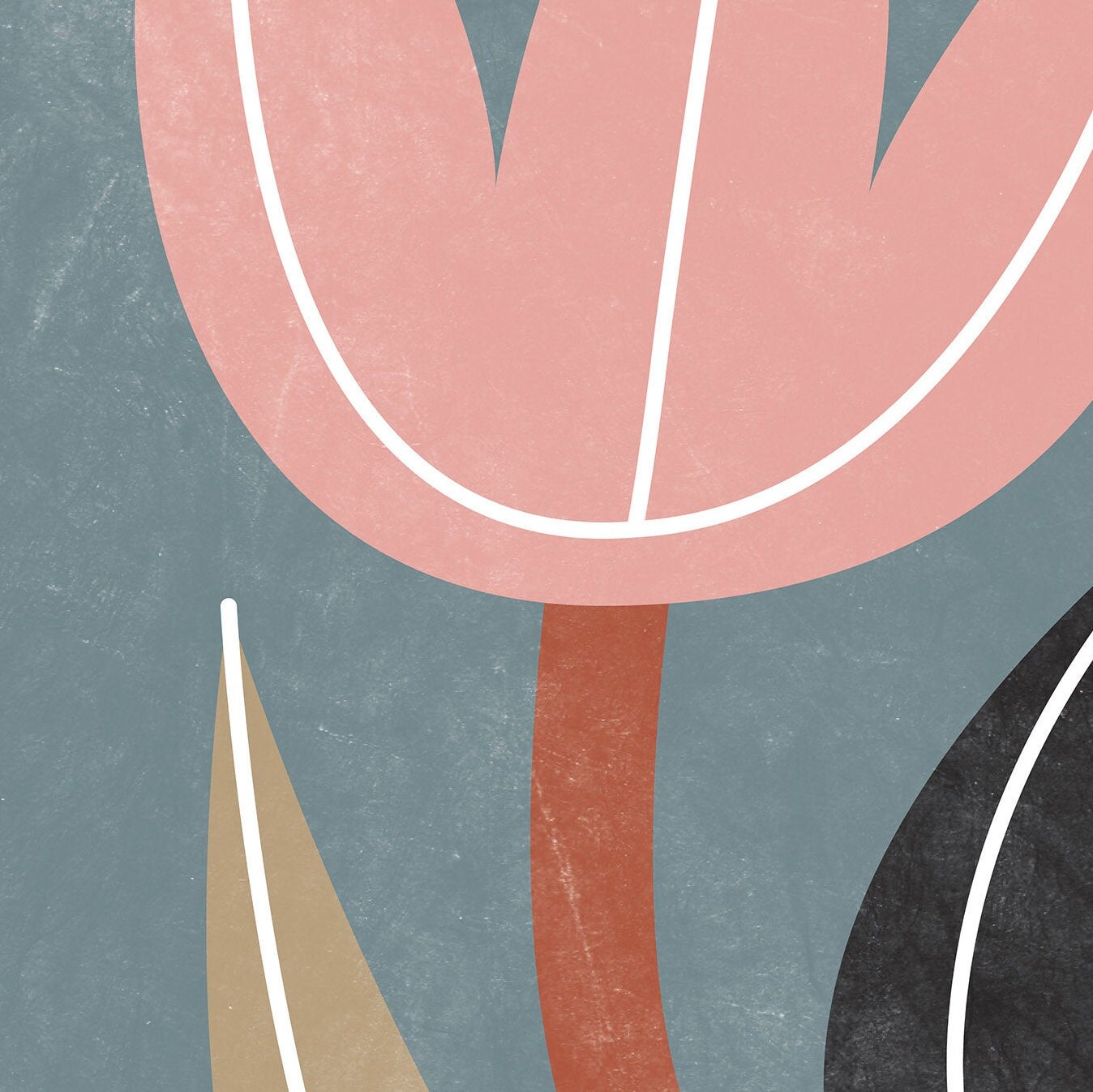 Art Print With a Stylized Tulip, Illustration of a Single Flower, Pink ...