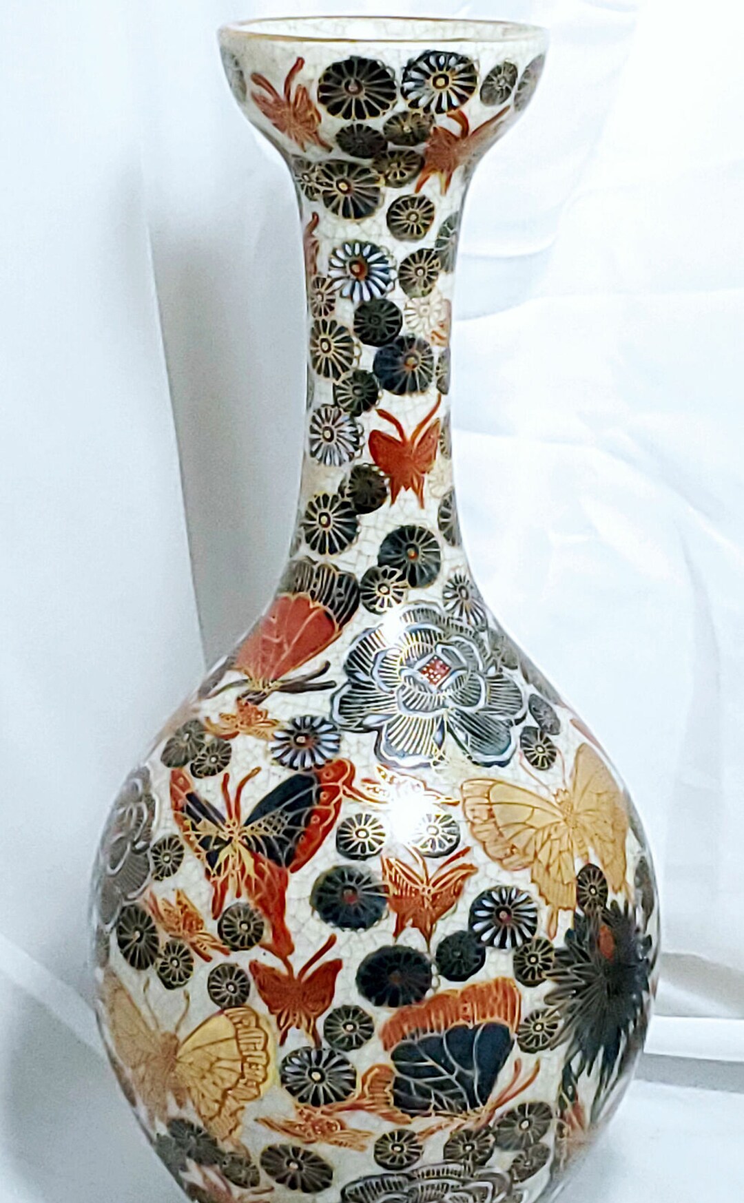 Rare Japanese Satsuma Shimazu Mon Crest Marked, Hand Painted Vase From ...