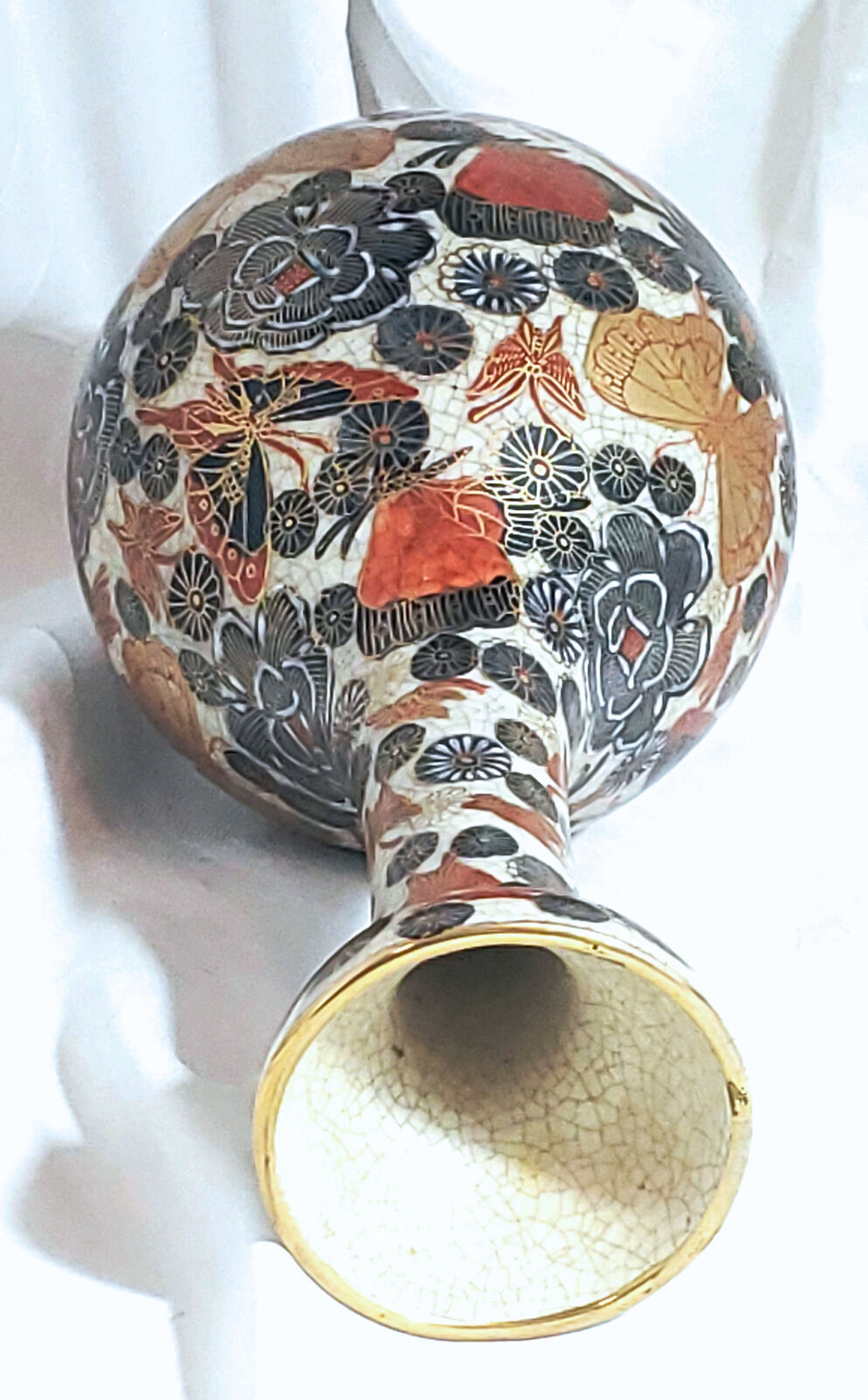 Rare Japanese Satsuma Shimazu Mon Crest Marked, Hand Painted Vase From ...