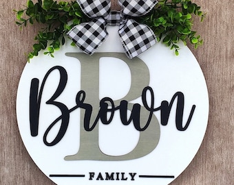 Welcome Wooden Monogram Family Last Name Sign Custom Hanger ...