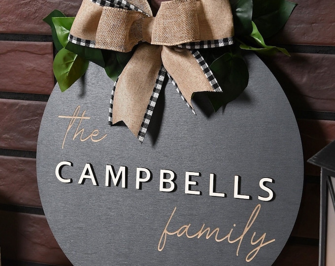 Personalized Family Door Sign, Welcome Door Name Sign | Hanger, Front ...