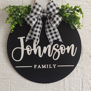 Personalized Family Door Sign, Last Name Hanger, Custom Wooden Welcome ...