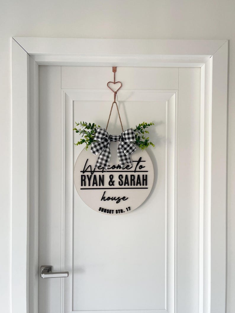 Personalized Family Door Sign, Welcome Door Name Sign | Hanger, Front ...