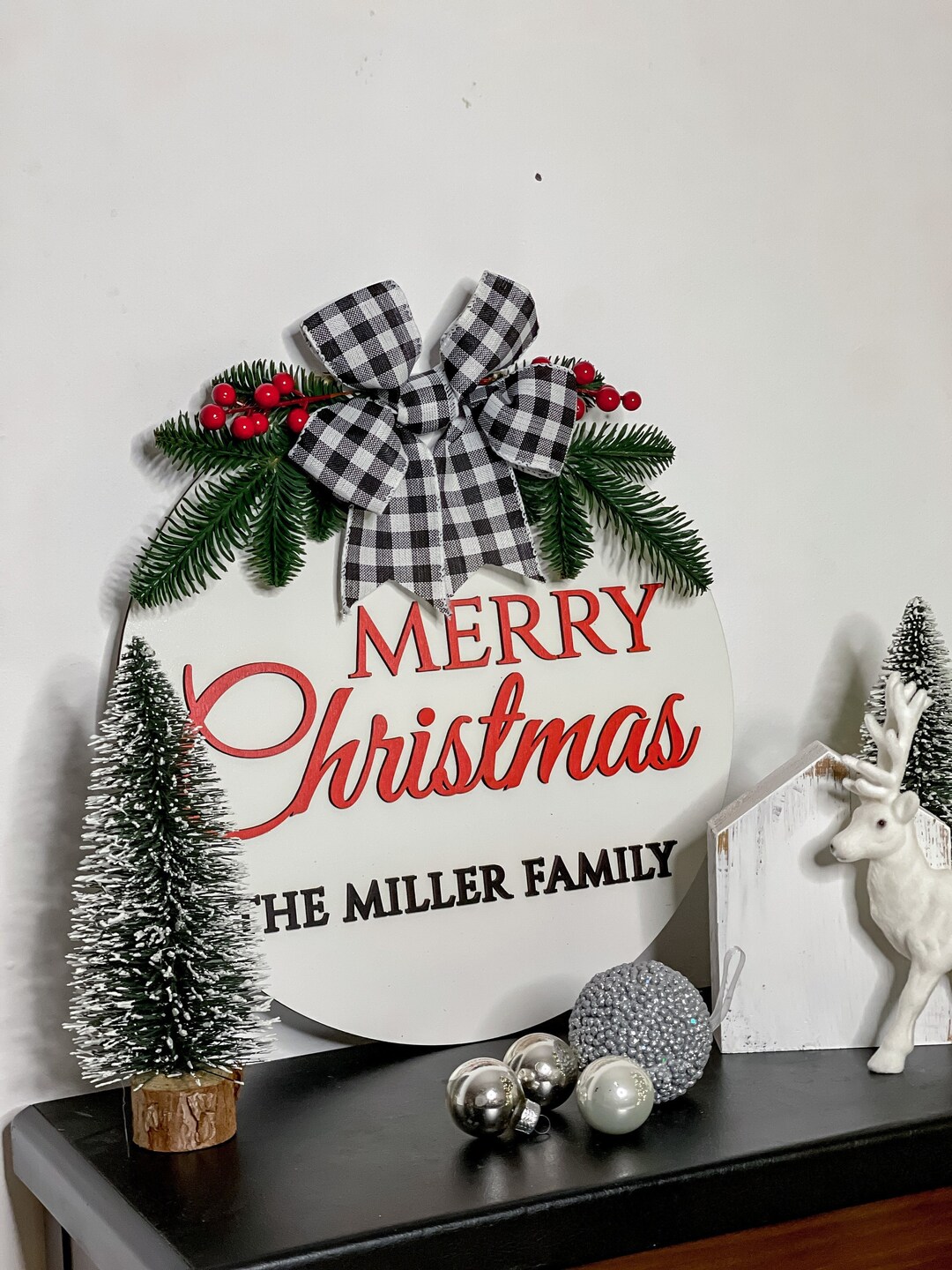 Personalized Christmas Family Name Sign, Wood Name Sign, Christmas ...