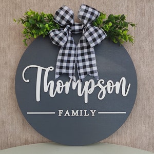 Personalized Family Door Sign, Last Name Hanger, Custom Wooden Welcome ...