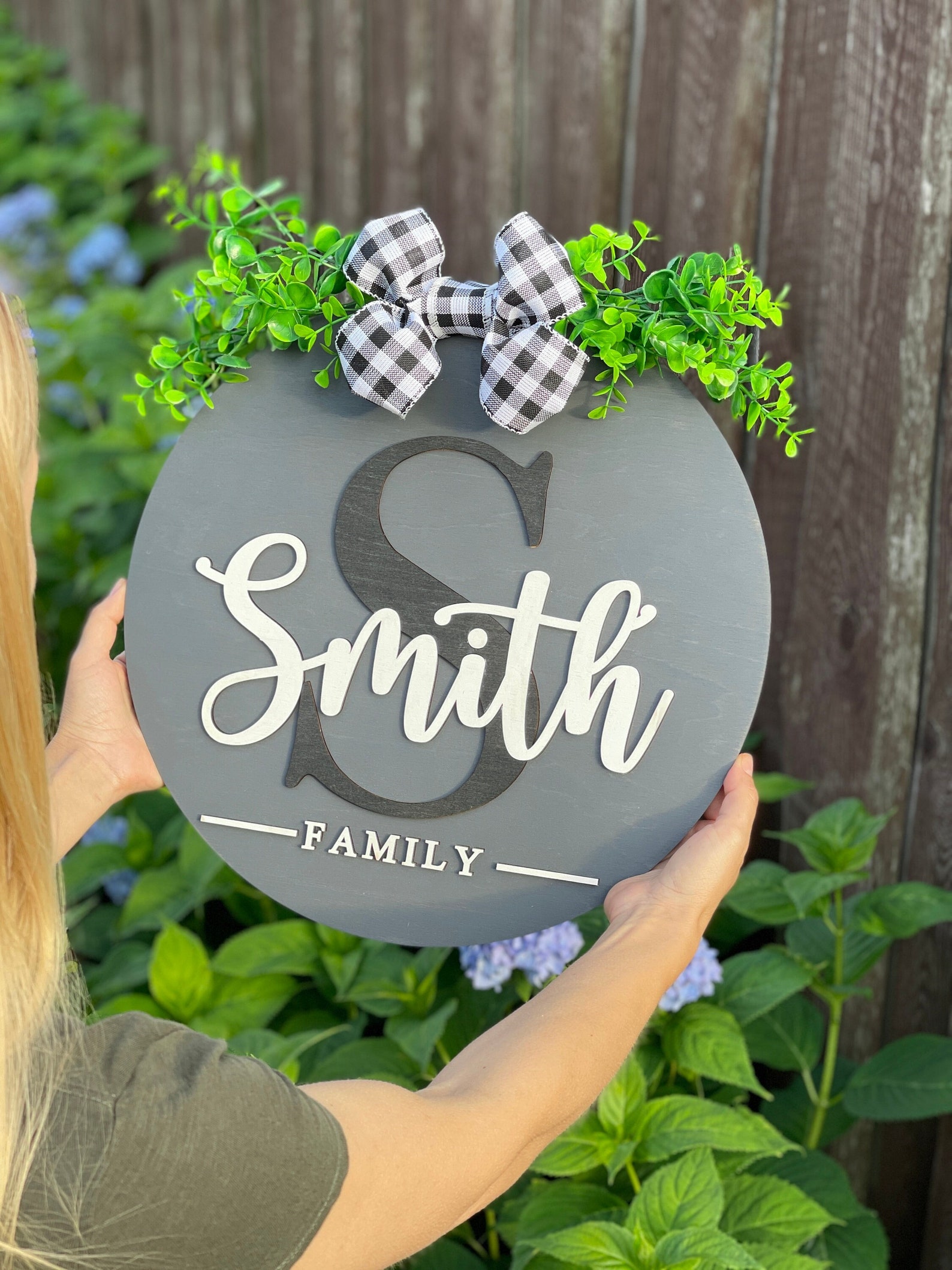 Welcome Wooden Family Name Sign - Custom Door Hanger, Personalized ...