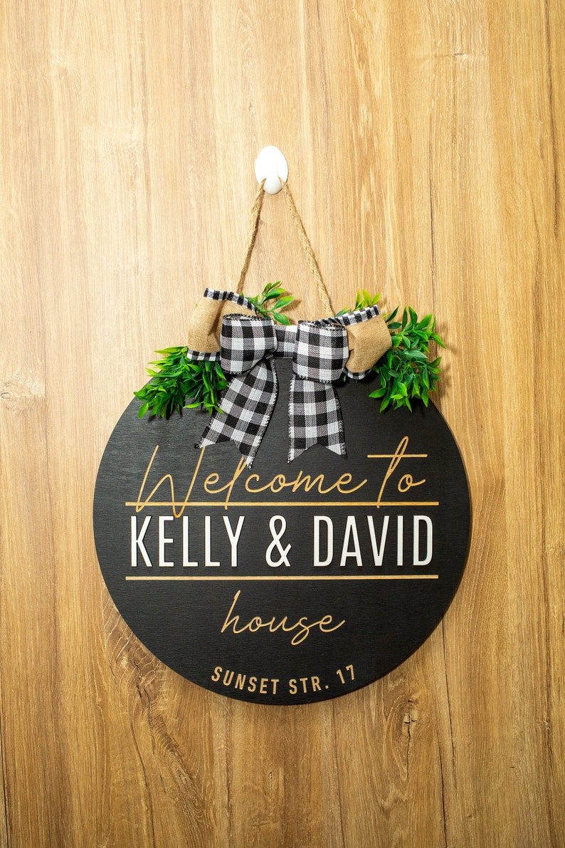 Personalized Door Sign, Door Hanger, Housewarming Gift, Family Name ...