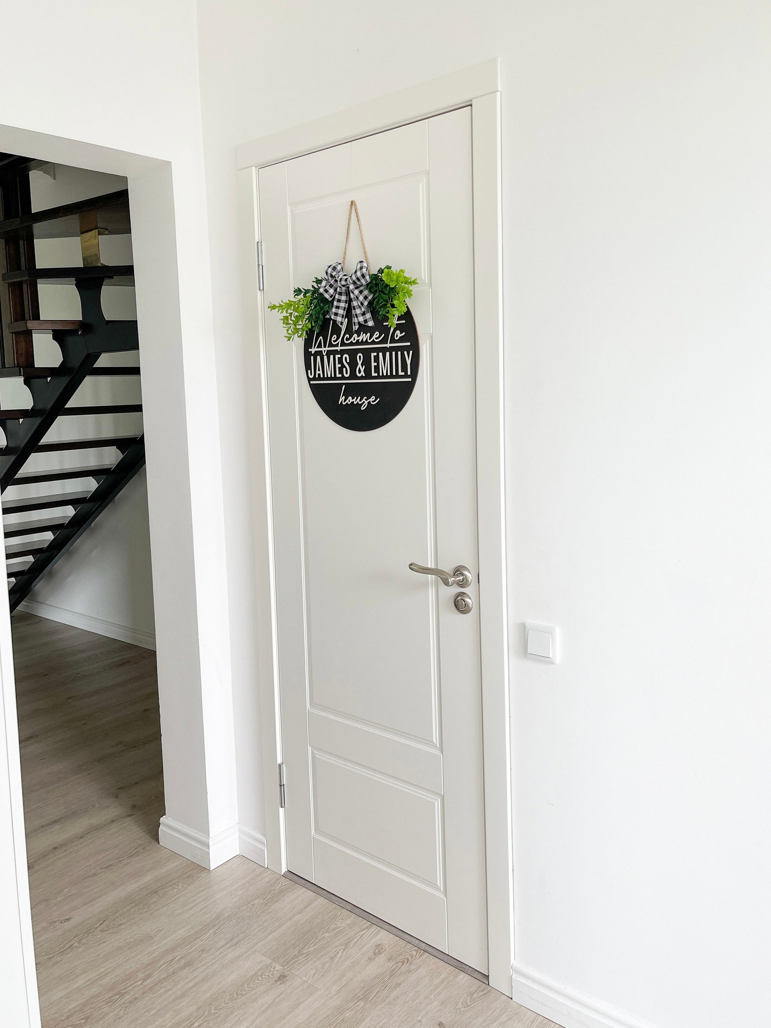 Custom Welcome Wood Door Sign, Hanger - Personalized Housewarming ...