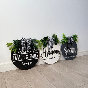 Personalized Family Door Sign, Last Name Hanger, Custom Wooden Welcome ...