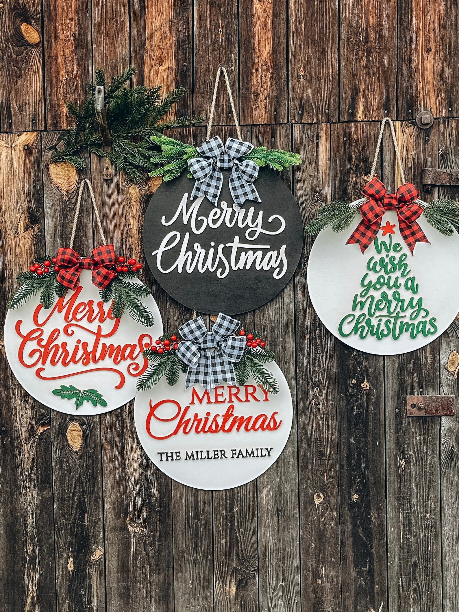 Personalized Christmas Family Name Sign, Wood Name Sign, Christmas ...