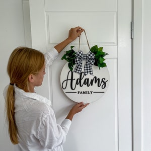 Personalized Family Door Sign, Last Name Hanger, Custom Wooden Welcome ...