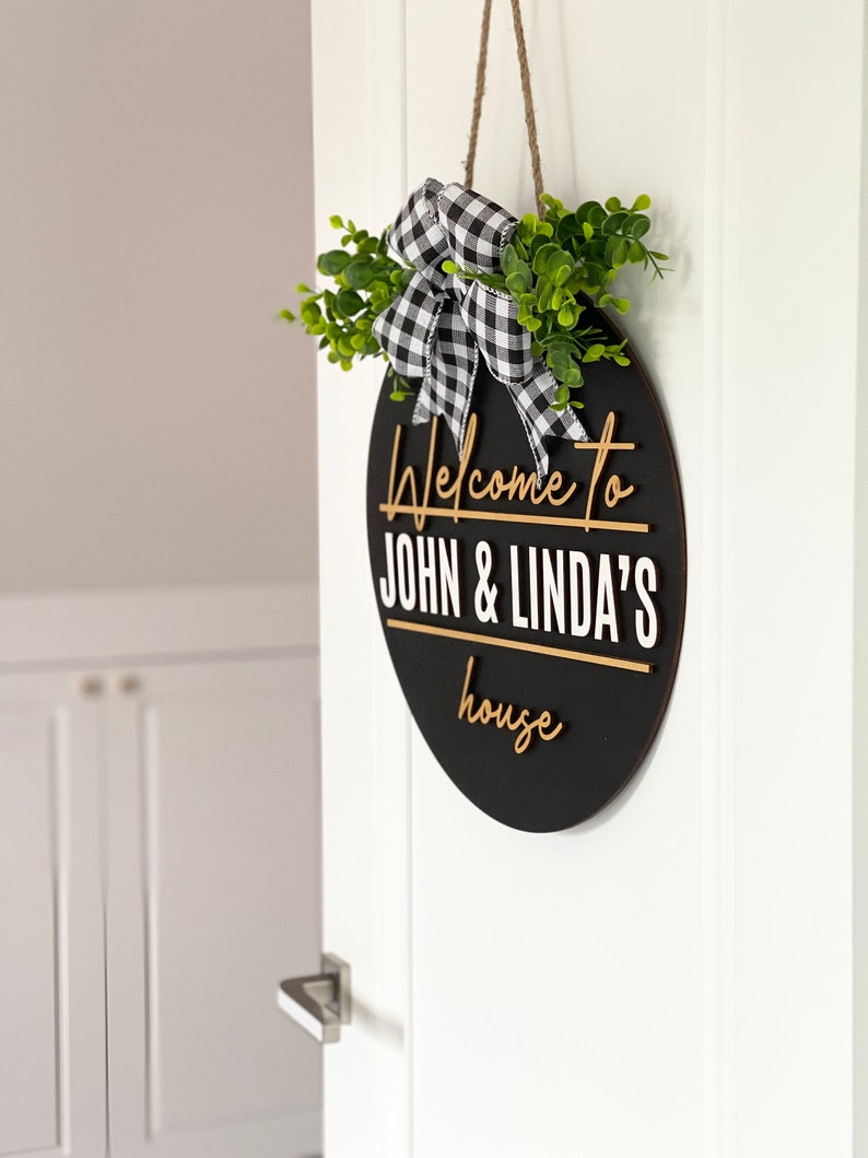 Front Door Wreath, Door Hanger, Custom Name Sign, Wall Decor Family ...