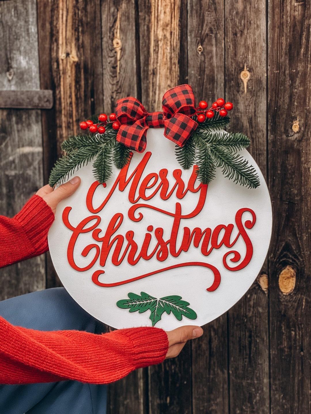 Merry Christmas Door Decor, Christmas Sign, Christmas Wreath, Merry ...
