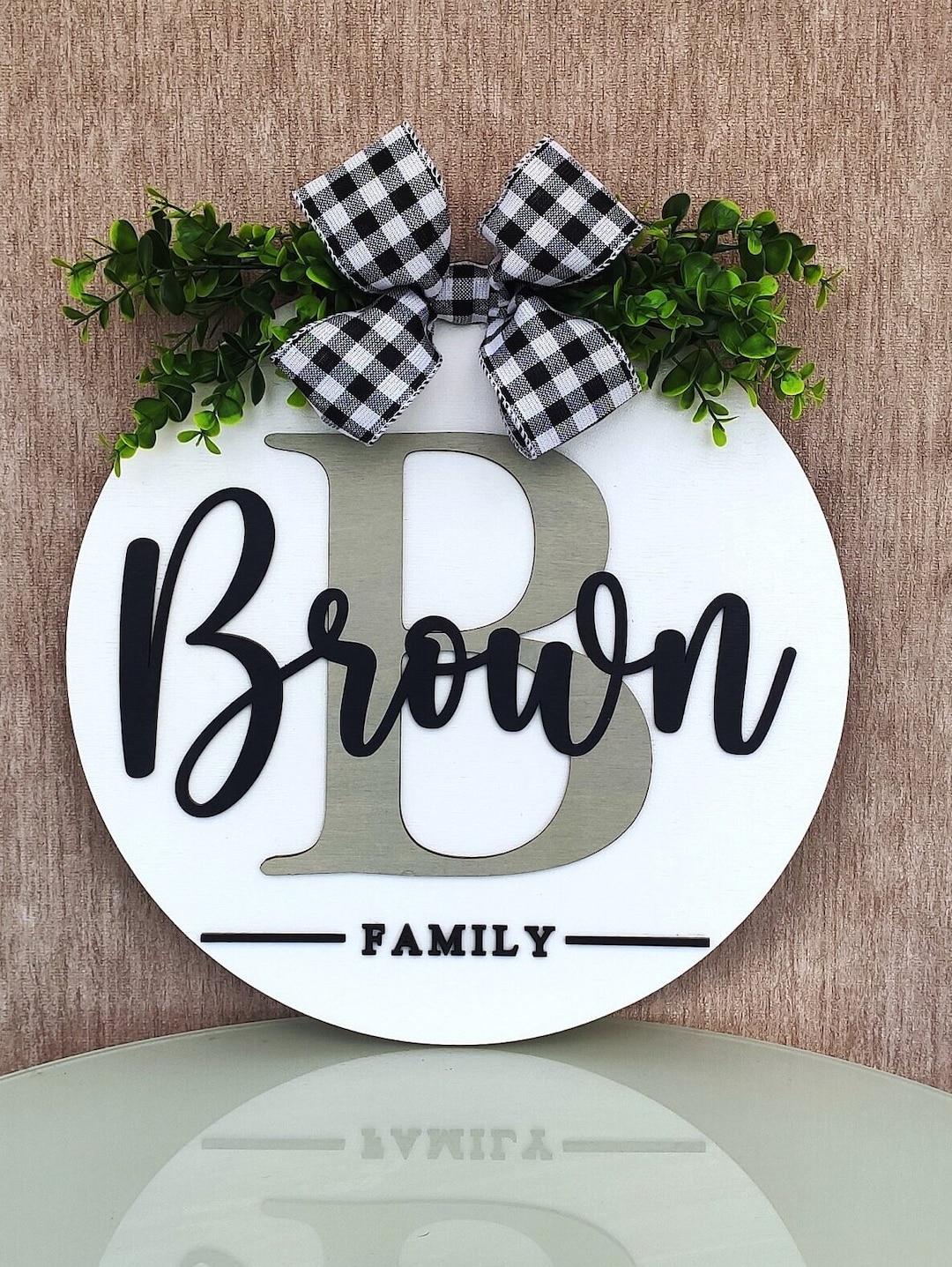 Custom Monogram Wreath, Wooden Monogram Door Hanger, Family Monogram ...