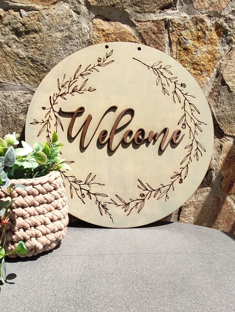 Welcome Door Sign, Door Welcome Sign, Welcome Door Hanger, Door Entry ...