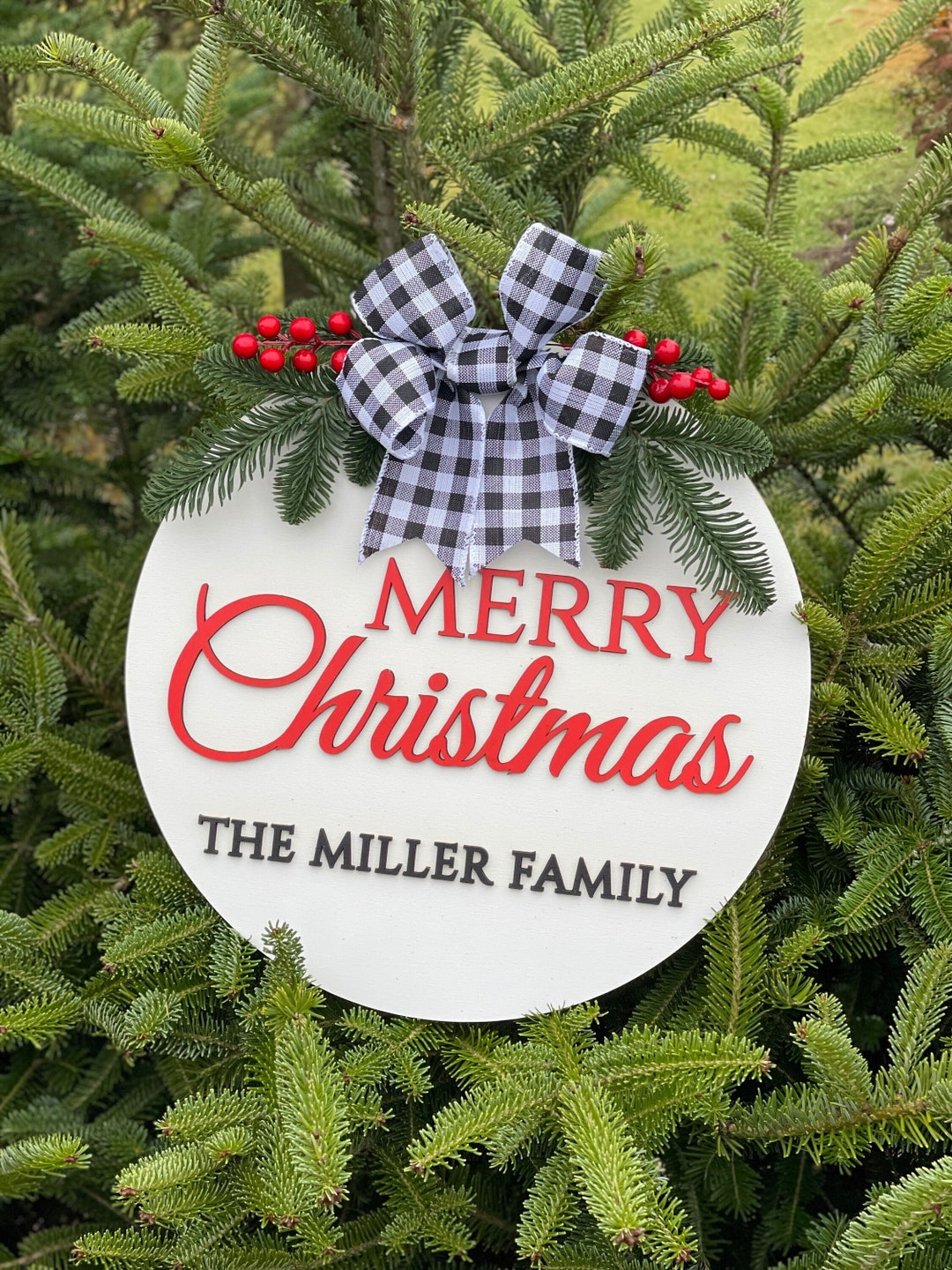 Personalized Christmas Family Name Sign, Wood Name Hanger, Christmas ...