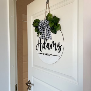 Personalized Family Door Sign, Last Name Hanger, Custom Wooden Welcome ...