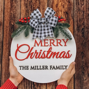 Personalized Christmas Family Name Sign, Wood Name Sign, Christmas ...