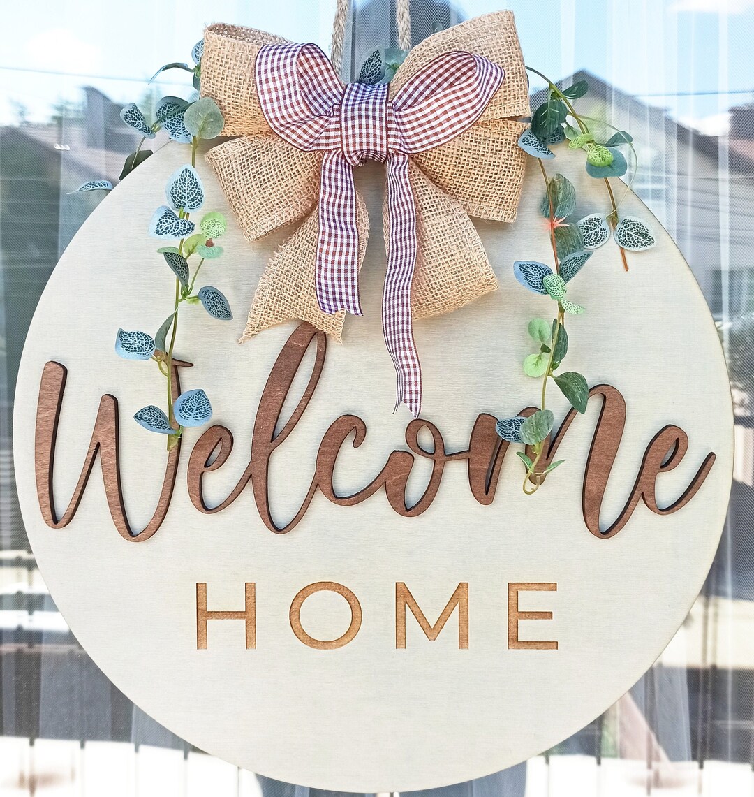 Welcome Wood Sign, Housewarming Gift. Personalized Front Door Decor ...
