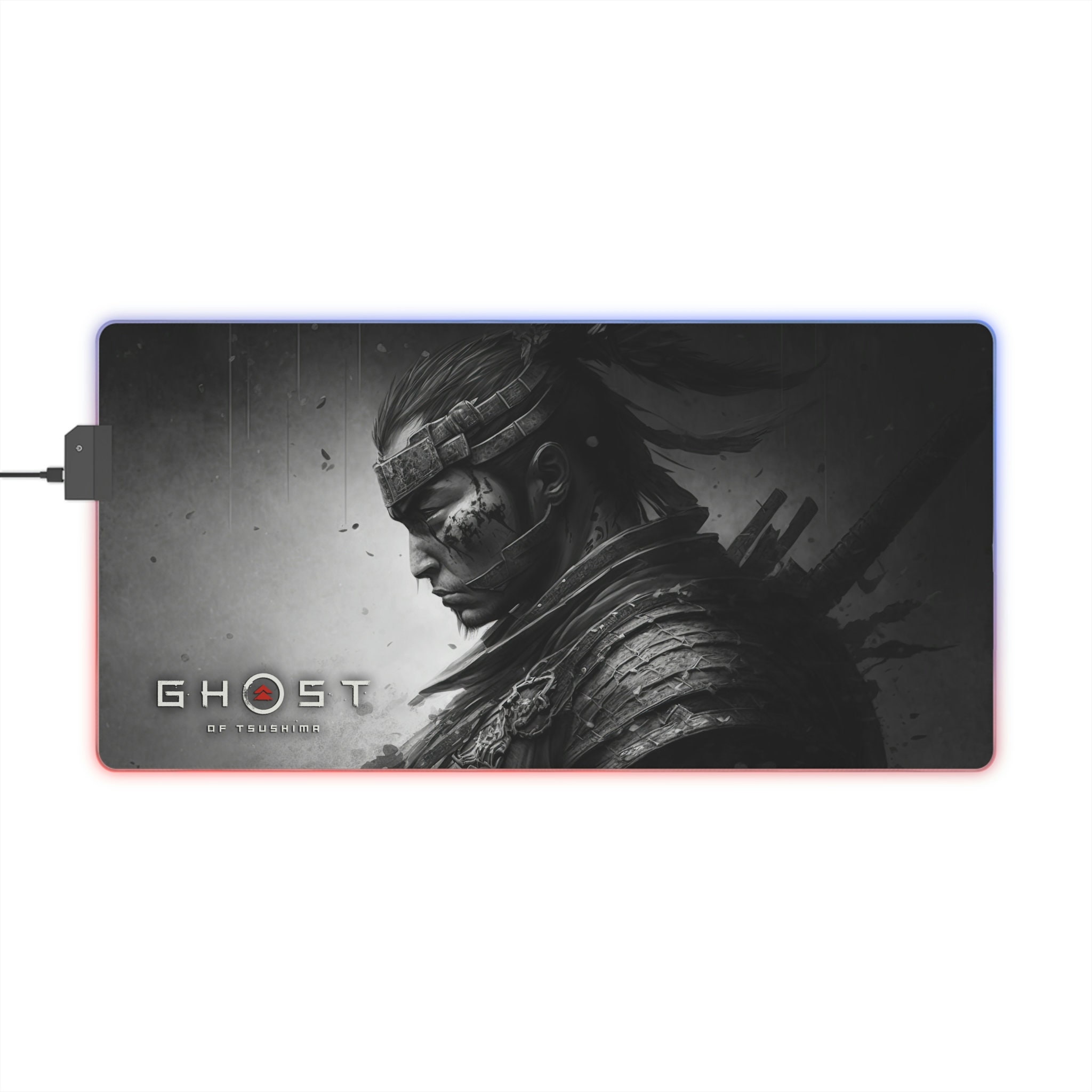 Jin Sakai Ghosts of Tsushima RGB LED Desk Pad Tokyo Digital Art Print ...