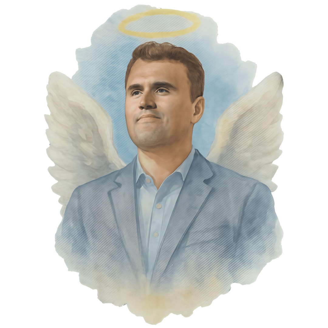 Charlie Kirk Angel Portrait PNG, Angel With Halo and Wings Digital Art ...
