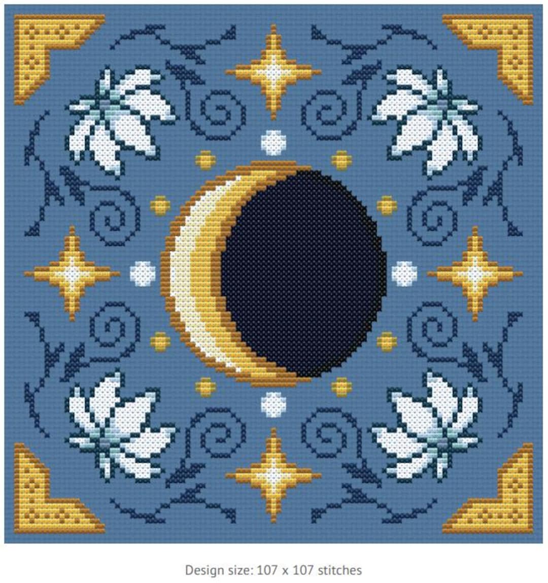Moon Flower Sampler - Cross Stitch Pattern, Black and White Version ...