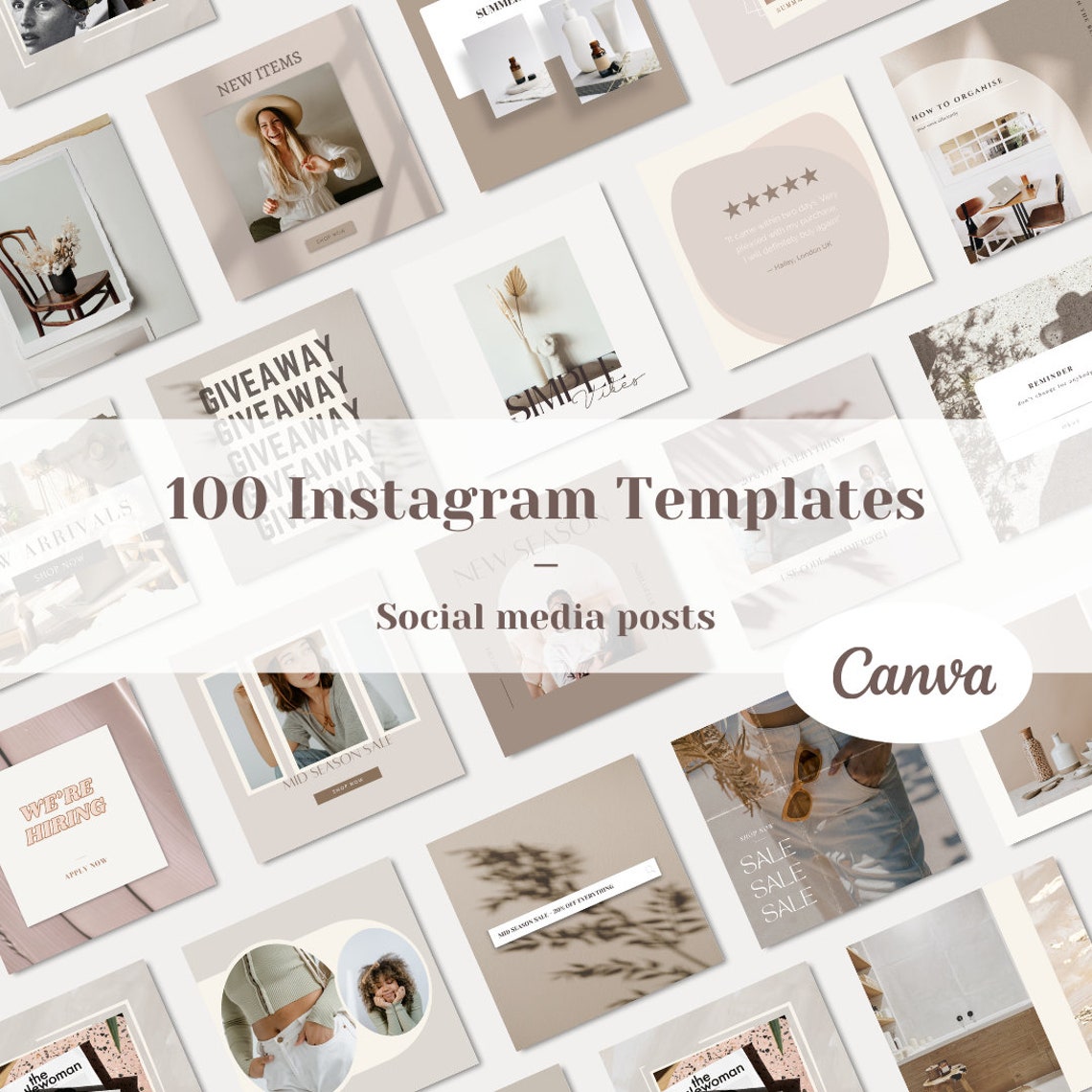 100 Instagram Posts Templates Social Media Templates - Etsy