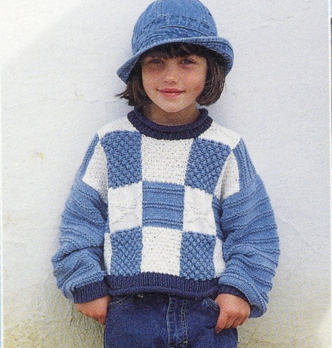 Boy Girl Toddler Kids Patchwork Textured Oversized Sweater - 1-3, 4-7 ...