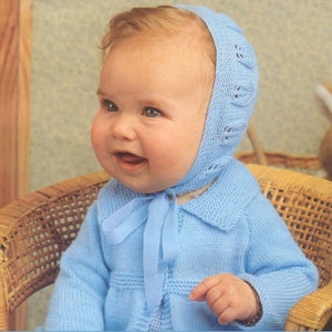 Blue Baby Girl Set - Jacket, Bonnet Booties - 16-18-20 in - Vintage ...