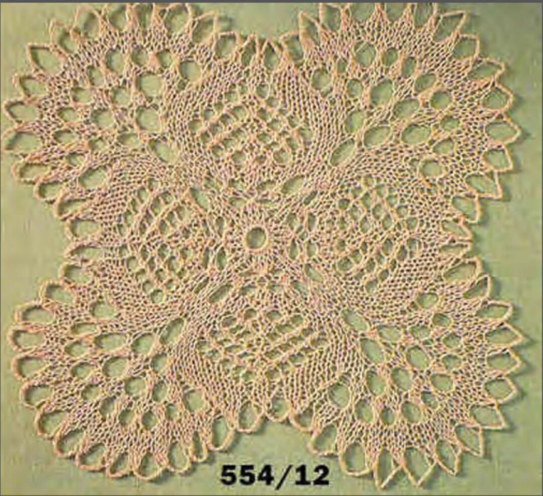 Knitted Lace Doily - Square Cloverleaf - 22 X 22 Cm - 8.7 X 8.7 in ...