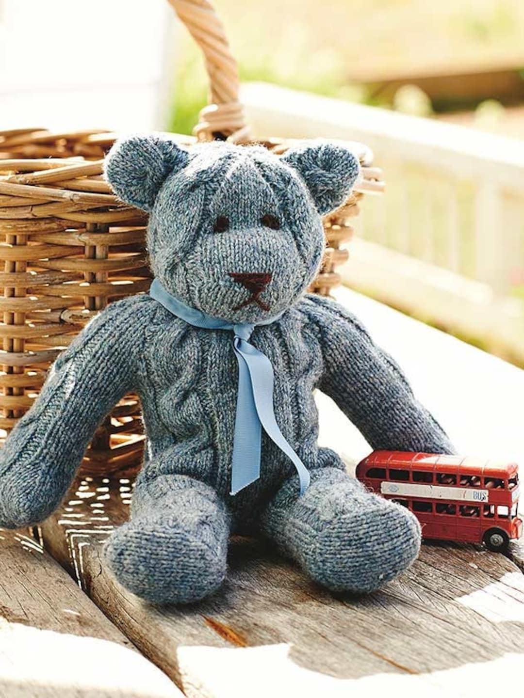 Cable Teddy Bear - 14" or 36 Cm - Textured Baby Animal Toy - Vintage ...