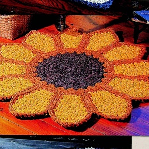 Crochet Rug Pattern Book - Rags to Rugs - 6 Designs - Sunflower, Hearts ...