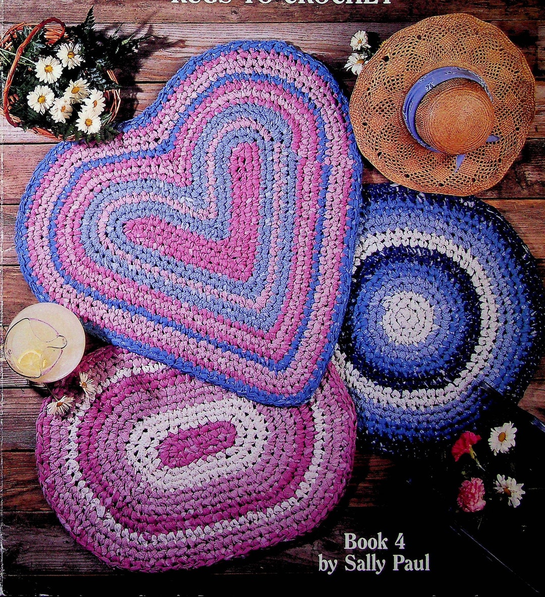 Crochet Rug Pattern Book - Rags to Rugs - 3 Designs - Heart, Oval ...
