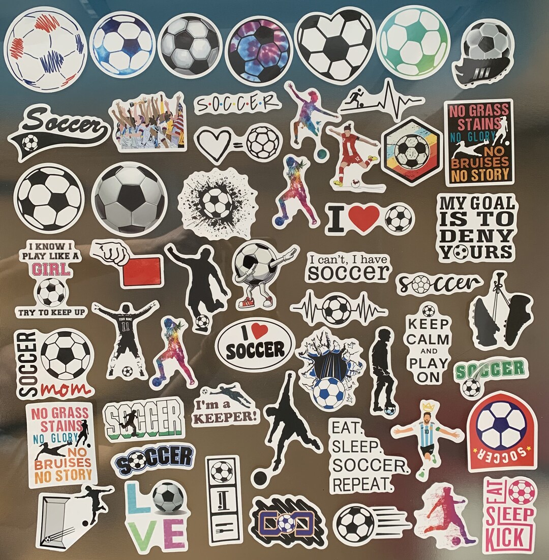 Soccer Sticker Pack Ball Sticker Sports Game Vinyl Waterbottle Laptop ...