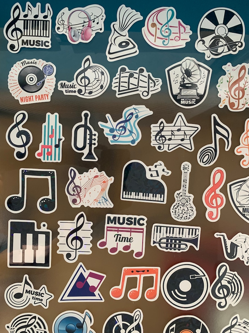 50 Pieces Music Sticker Musical Sticker Musical Notes Sticker Pack ...