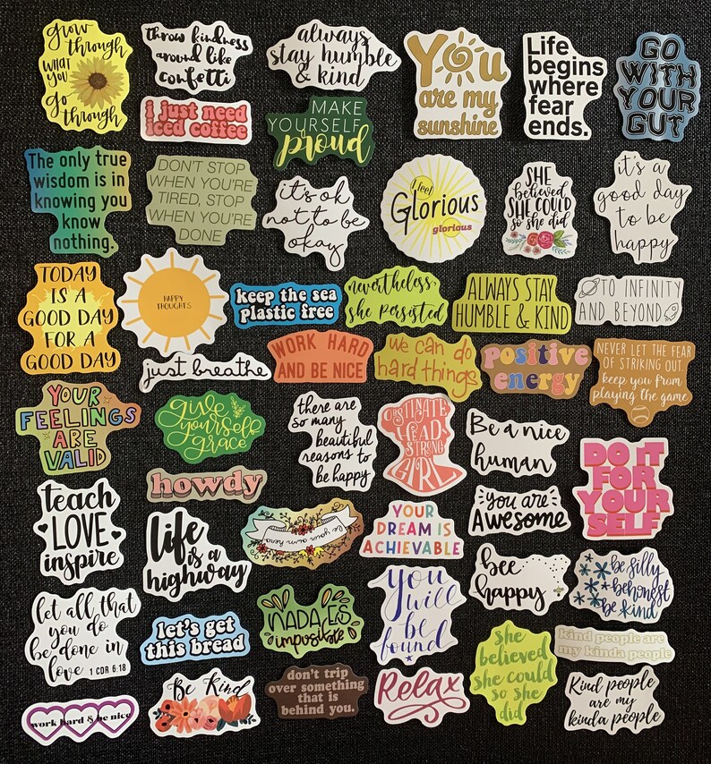 Inspirational Motivational Sticker Pack Positive Words Phrases Vinyl ...